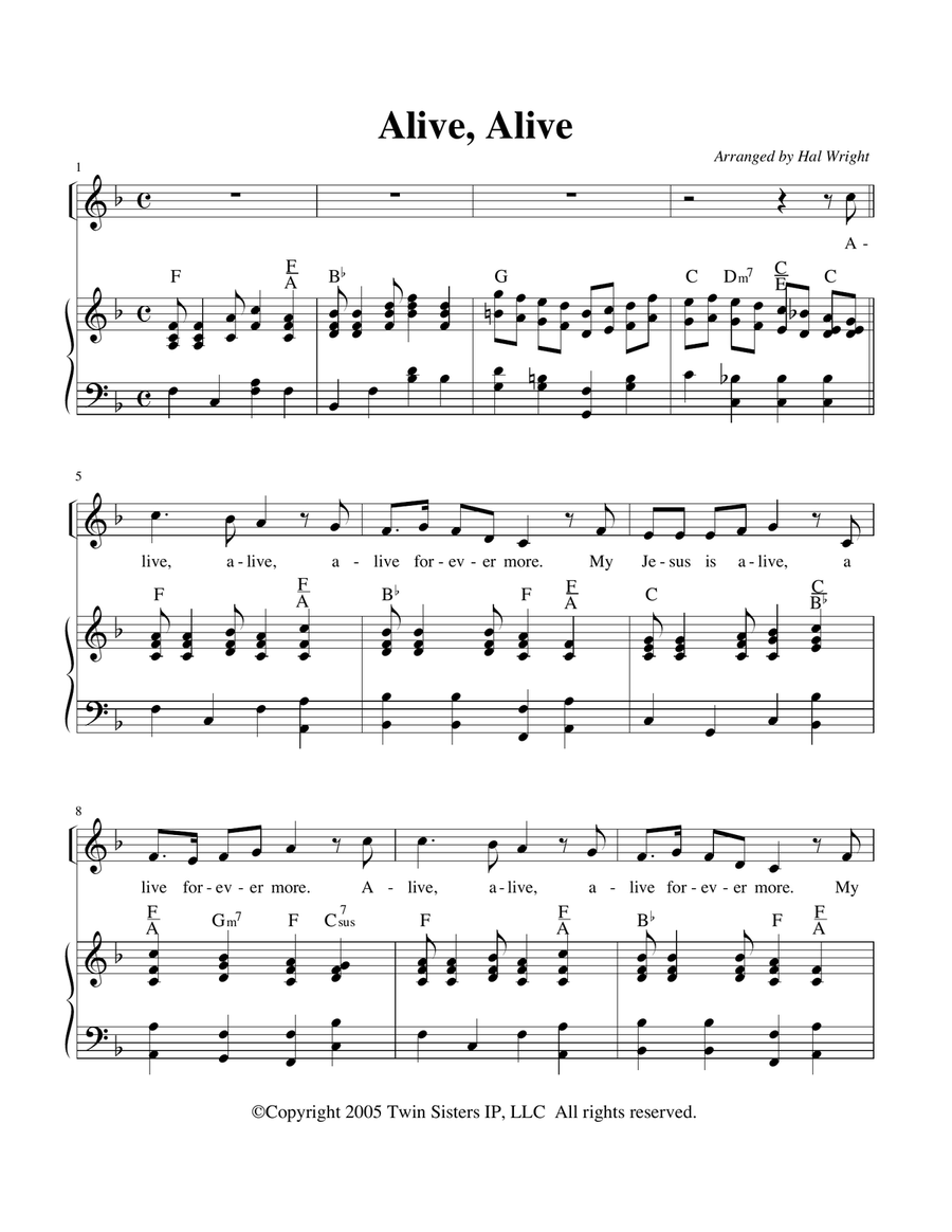 Alive, Alive - Voice - Digital Sheet Music | Sheet Music Plus
