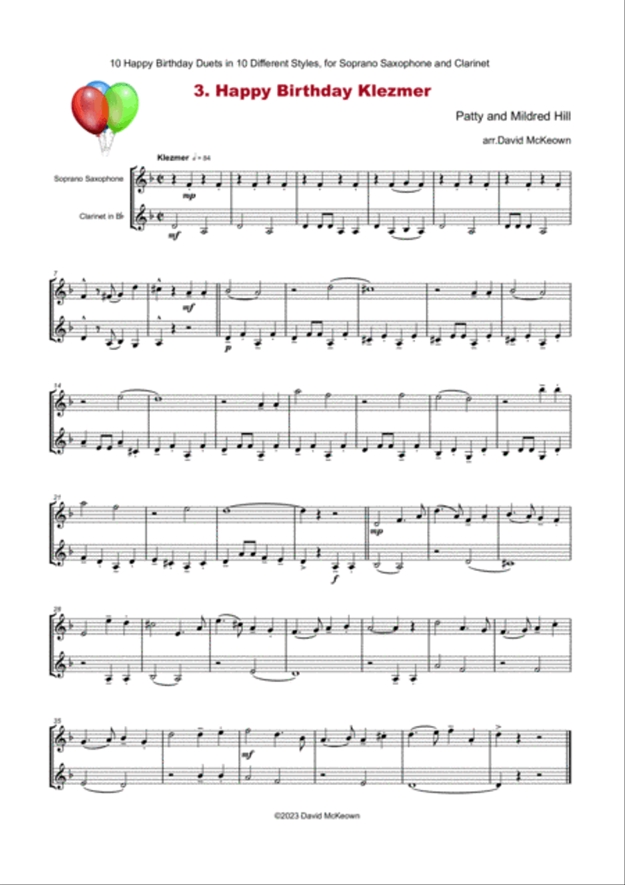 10 Happy Birthday Duets In 10 Different Styles For Soprano