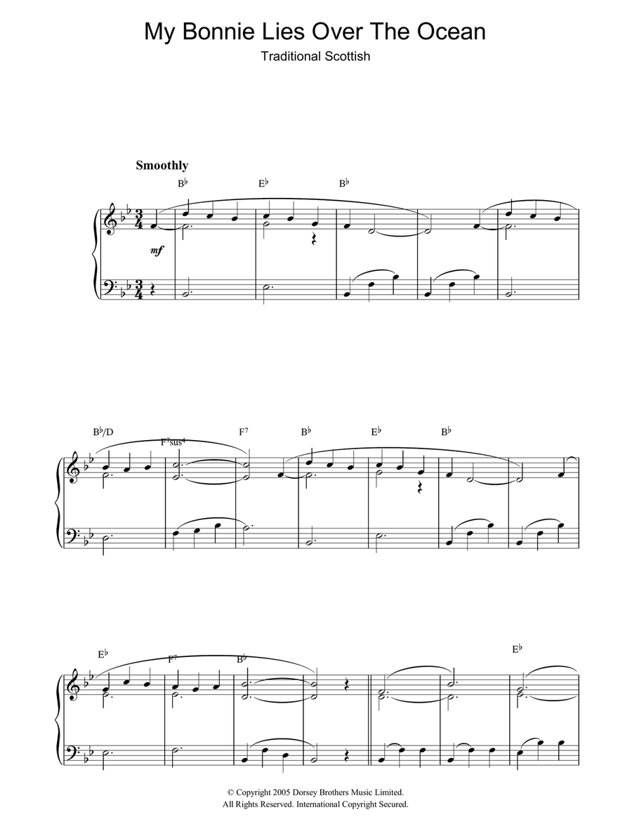 My Bonnie Lies Over The Ocean by Traditional - Piano - Digital Sheet ...