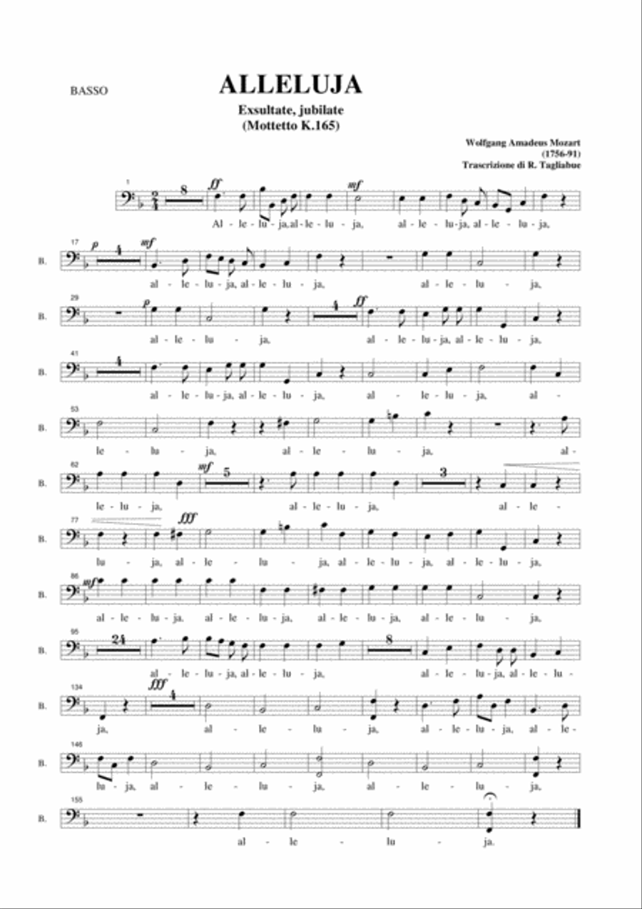ALLELUJA (Exsultate, jubilate K.165) W.A.Mozart - Arr. for SATB Choir ...