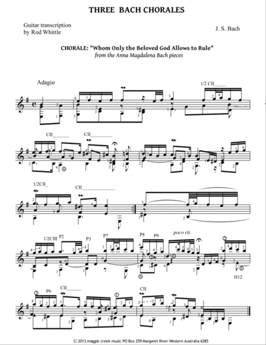 Three Bach Chorales by Johann Sebastian Bach - Classical Guitar, Guitar ...