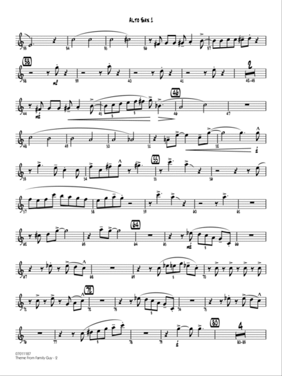 Theme from Family Guy (arr. Roger Holmes) - Alto Sax 1 by Roger Holmes ...