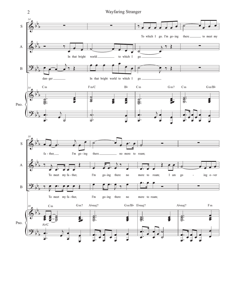 Wayfaring Stranger With I Want Jesus To Walk With Me Sab By