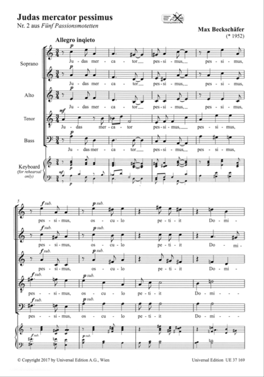 Judas mercator pessimus - 4-Part - Sheet Music | Sheet Music Plus