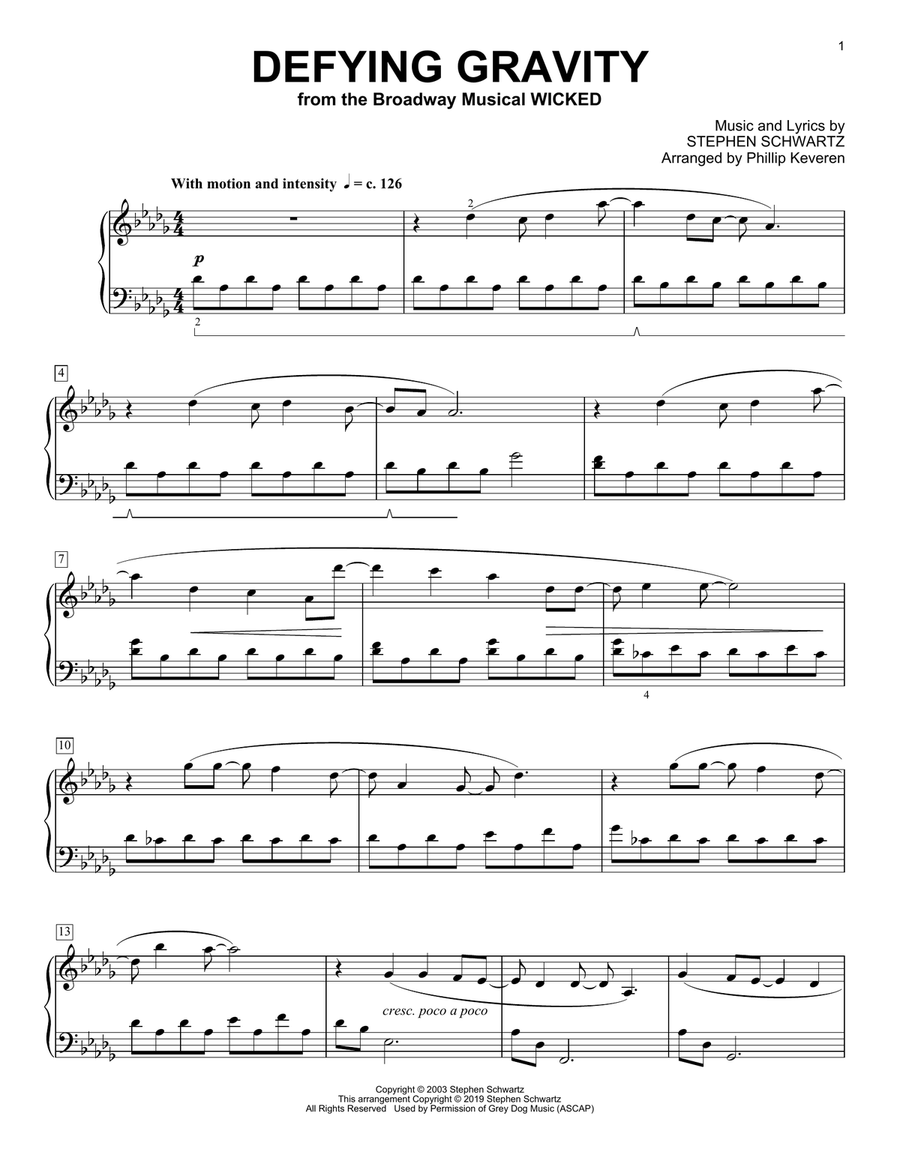 Defying Gravity Classical Version From Wicked Arr Phillip Keveren