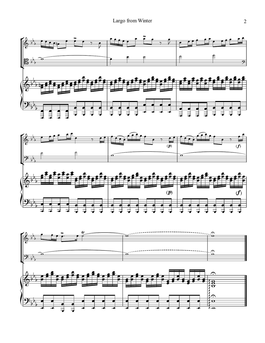 Largo from Winter (L'Inverno) for piano trio by Antonio Vivaldi - Piano ...