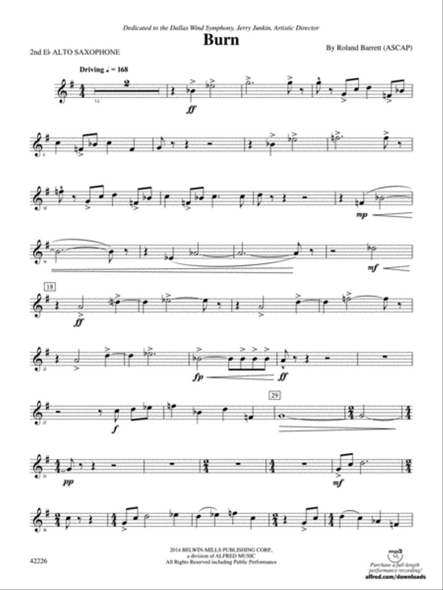 Burn 2nd E Flat Alto Saxophone By Roland Barrett Concert Band