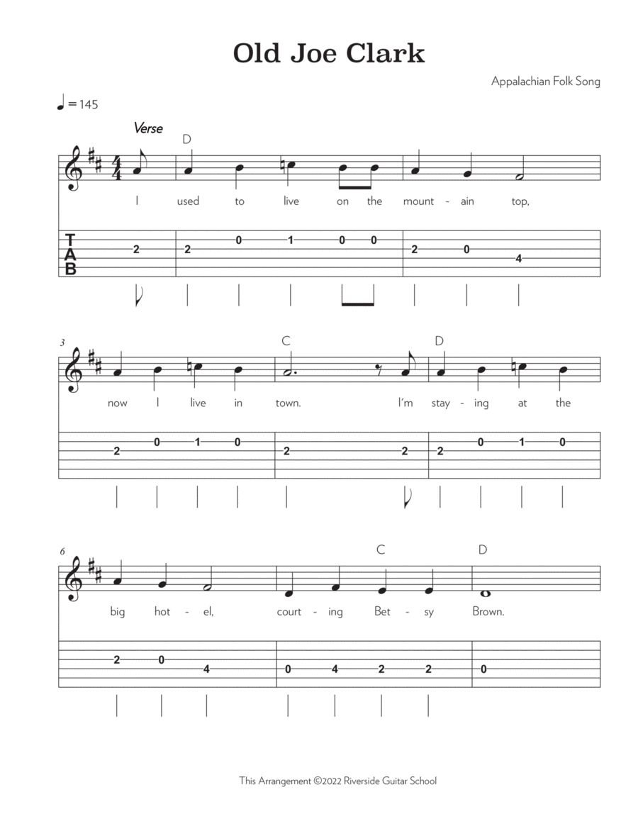 Old Joe Clark by Traditional - Acoustic Guitar - Digital Sheet Music ...