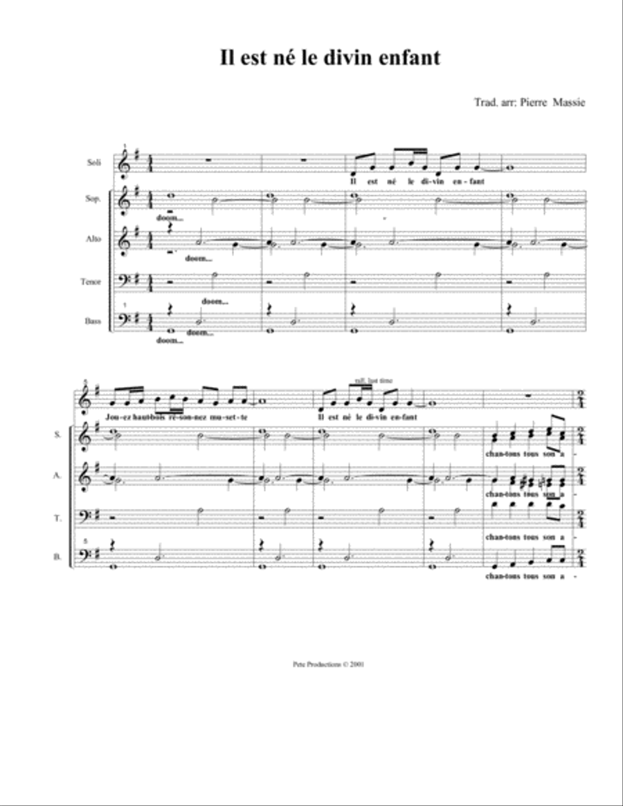 Il est né le divin enfant by Unknown - 4-Part - Intermediate Digital ...