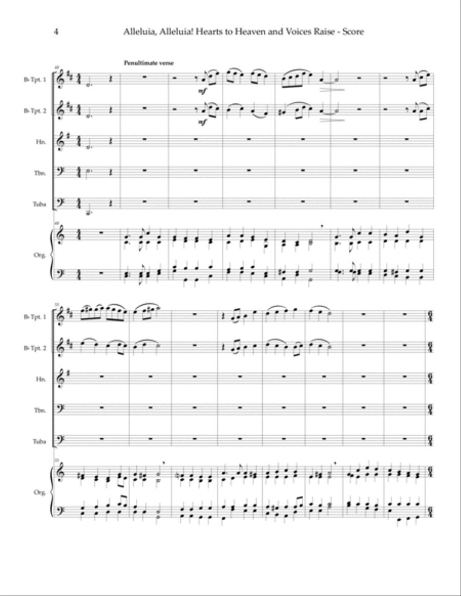Alleluia Alleluia Hearts To Heaven And Voices Raise — Brass Organ