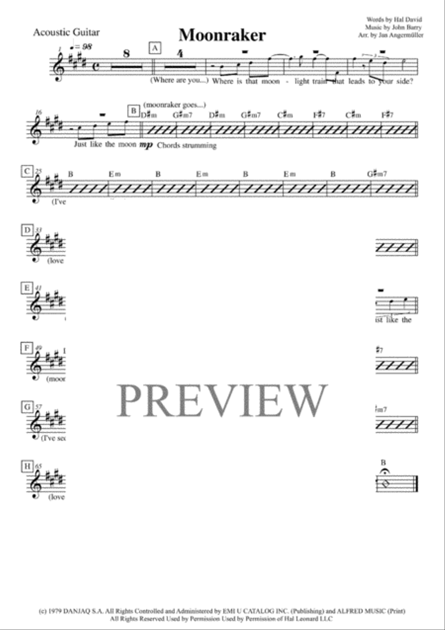 Moonraker Theme from MOONRAKER by Shirley Bassey - Guitar Solo ...