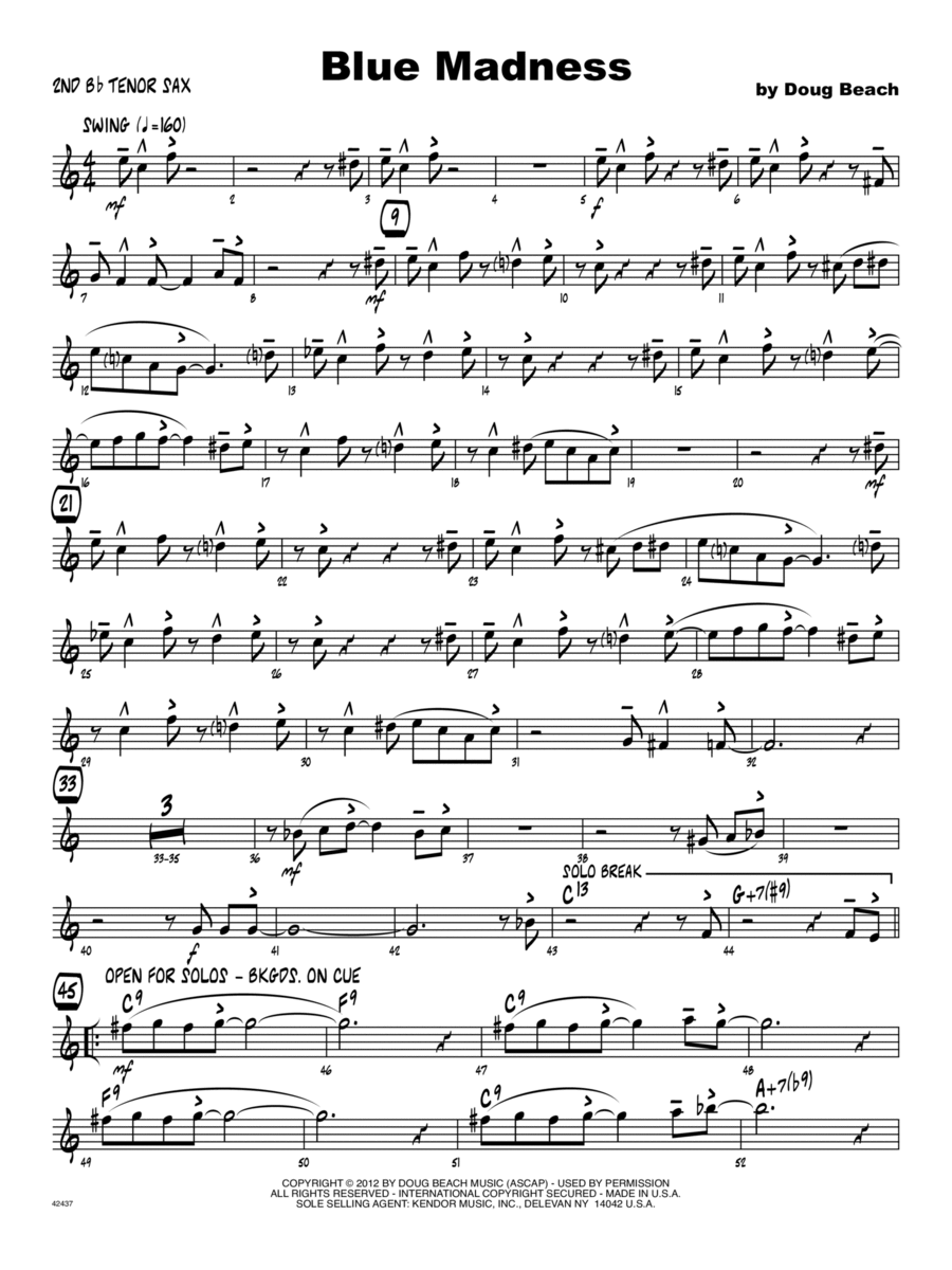 Blue Madness - Tenor Sax 2 by Doug Beach - Tenor Saxophone - Digital ...