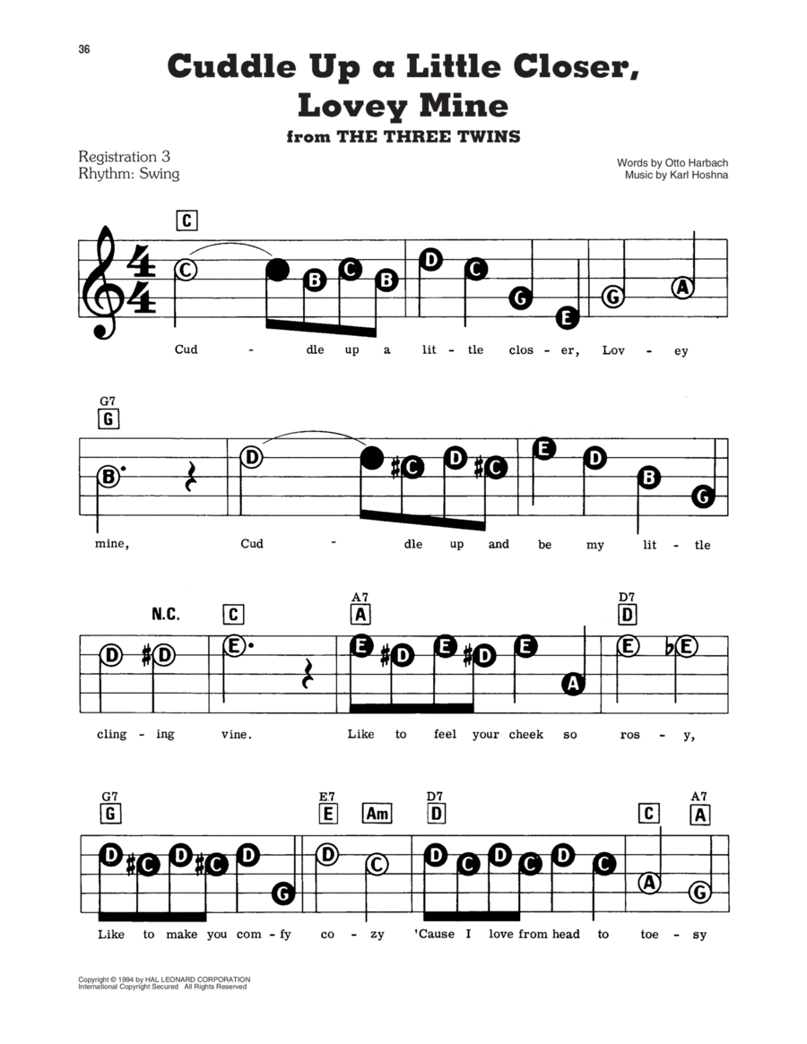 Cuddle Up A Little Closer, Lovey Mine - Electronic Keyboard, Organ ...