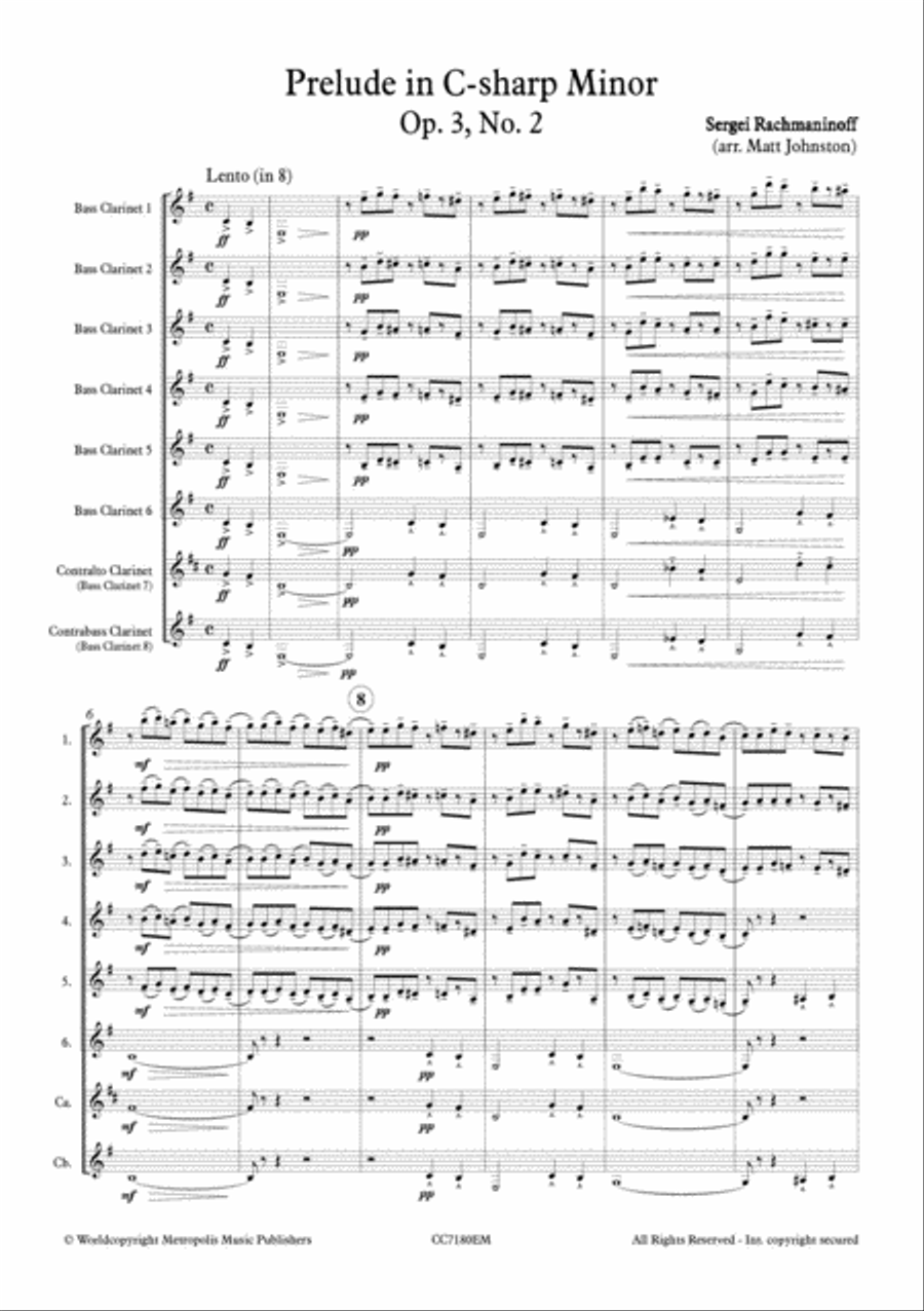 Prelude in C sharp minor, op. 3 no. 2 for Low Clarinet Choir by Sergei ...