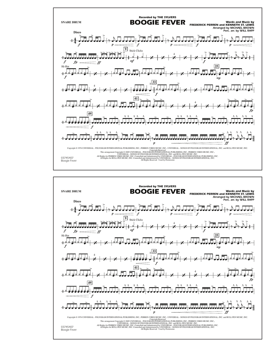 Boogie Fever - Snare Drum by Michael Brown - Percussion - Digital Sheet ...