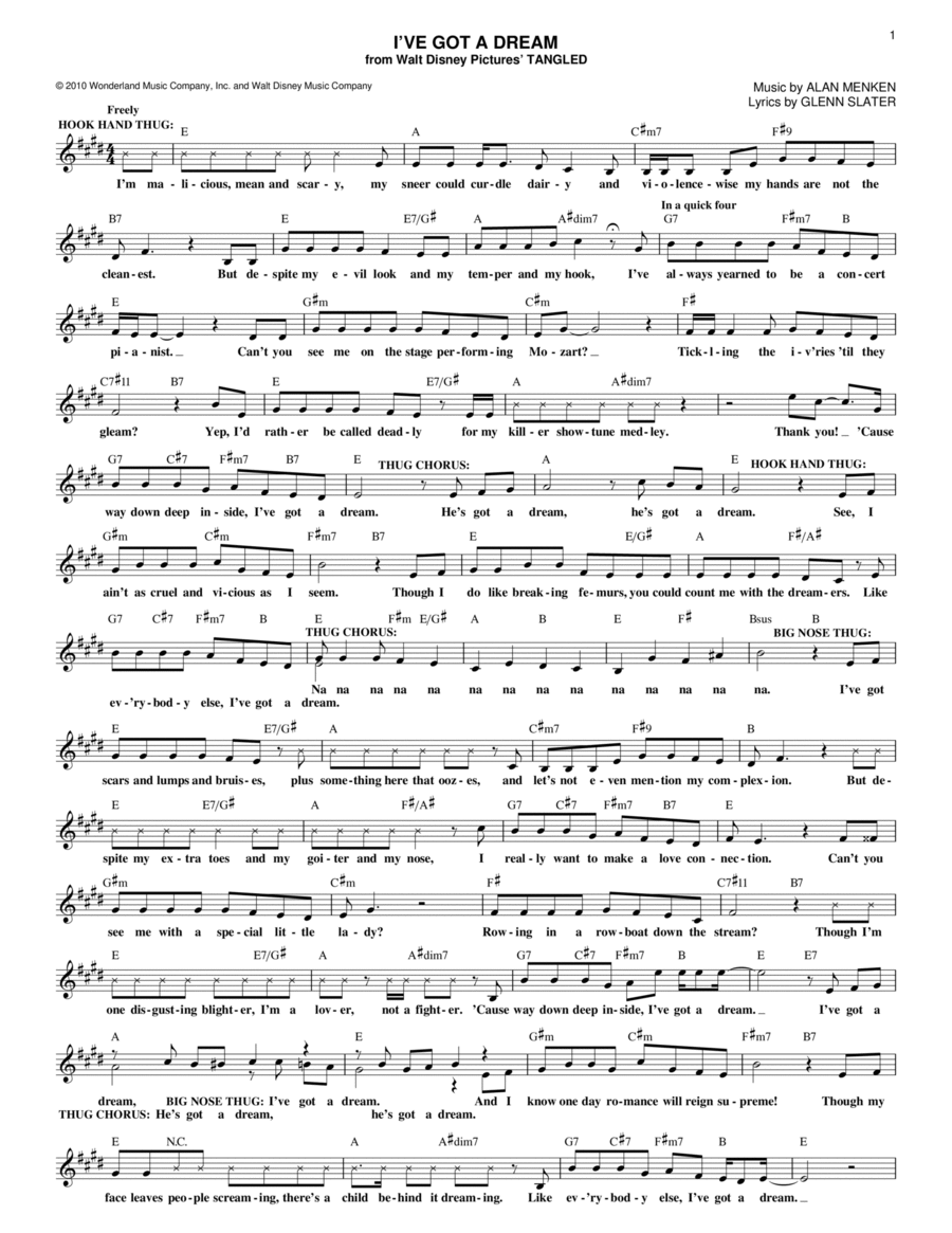 Ive Got A Dream From Tangled By Mandy Moore Guitar Digital Sheet