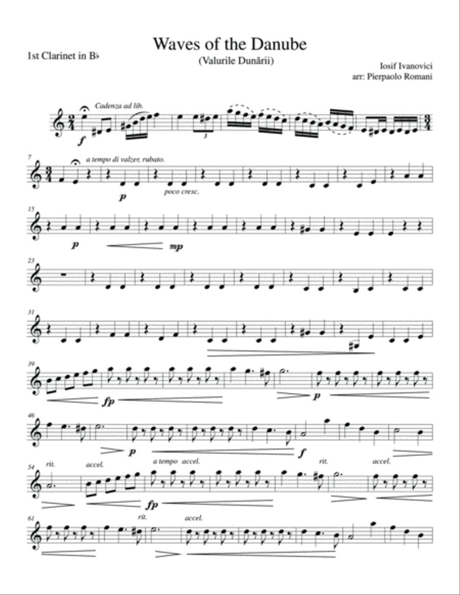 Waves of the Danube - Waltz for Clarinet Quartet - Clarinet Quartet ...