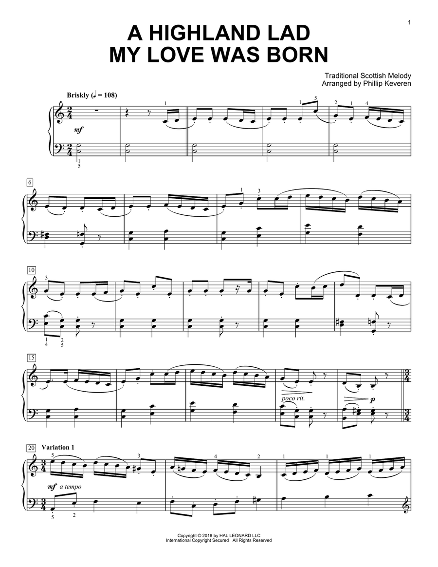 A Highland Lad My Love Was Born Classical Version Arr Phillip