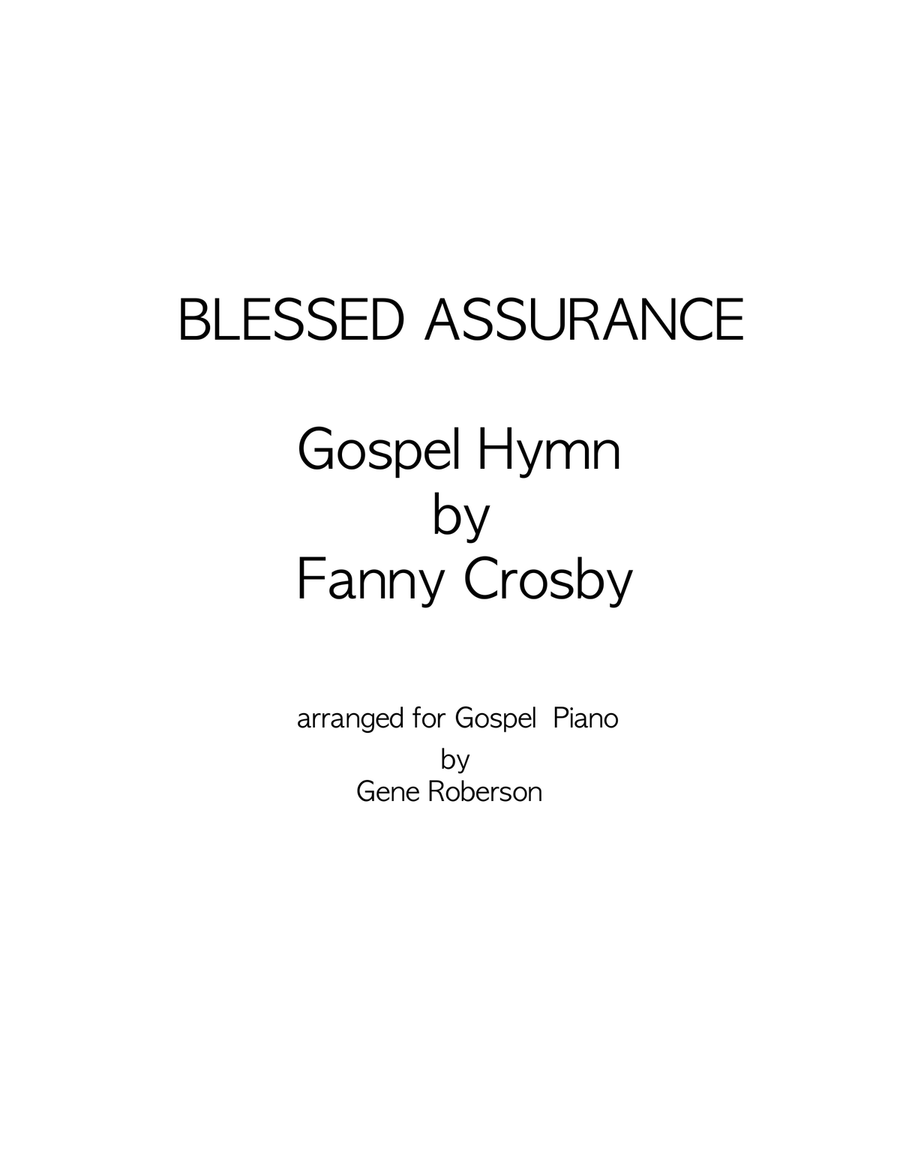 Blessed Assurance Gospel Piano By Fanny J Crosby Piano Solo
