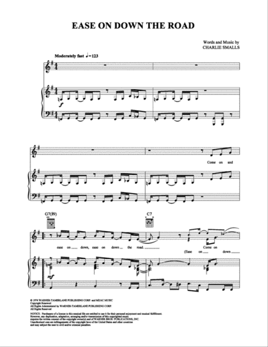 Ease On Down the Road by Michael Jackson - Piano, Vocal, Guitar - Digital Sheet Music | Sheet ...