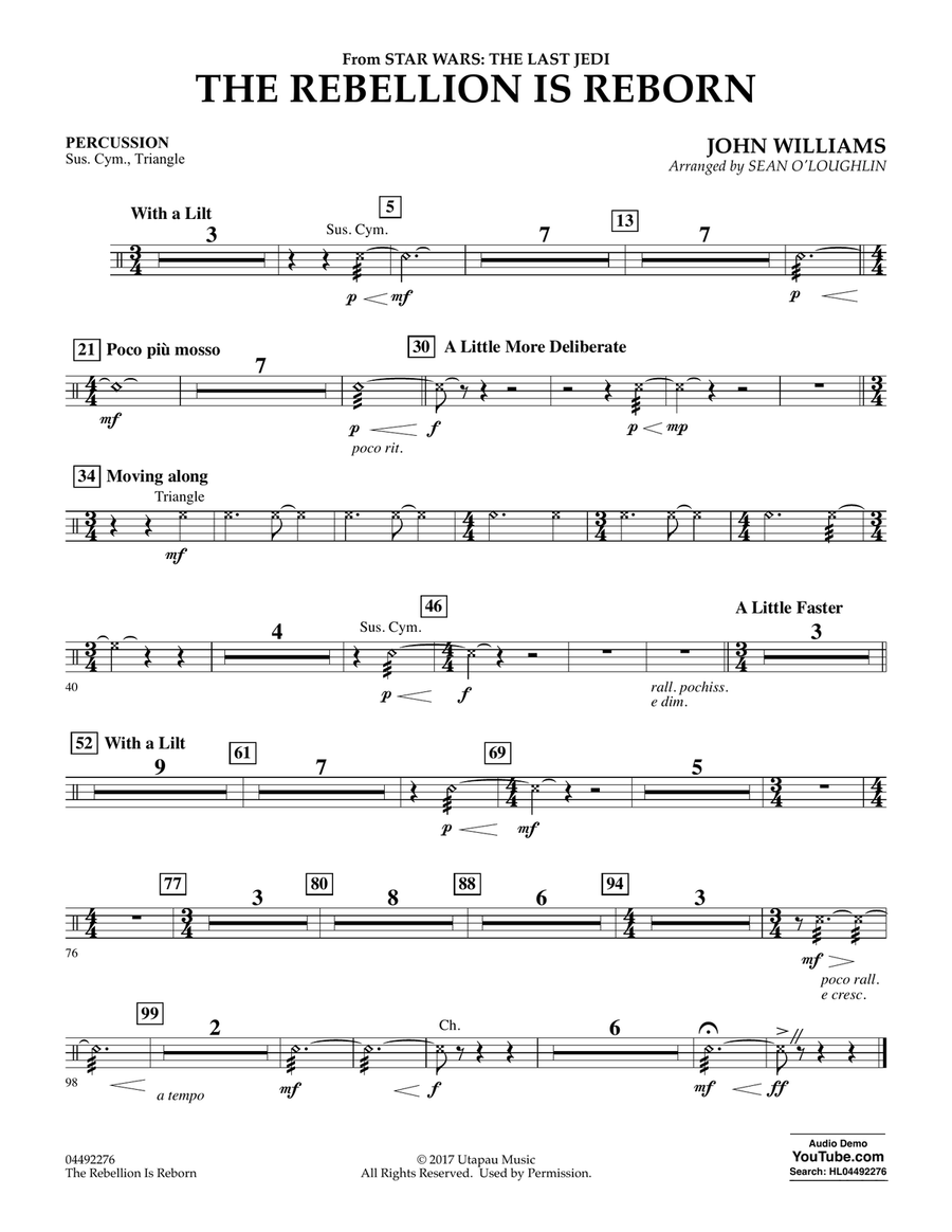 The Rebellion Is Reborn (from Star Wars: The Last Jedi) - Percussion by John Williams ...