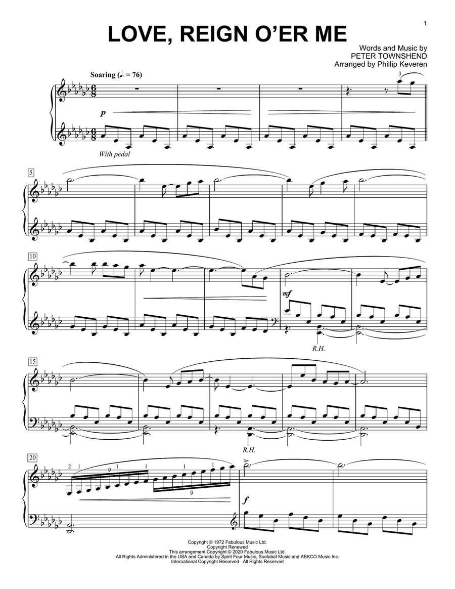 Love Reign Oer Me Classical Version Arr Phillip Keveren By The