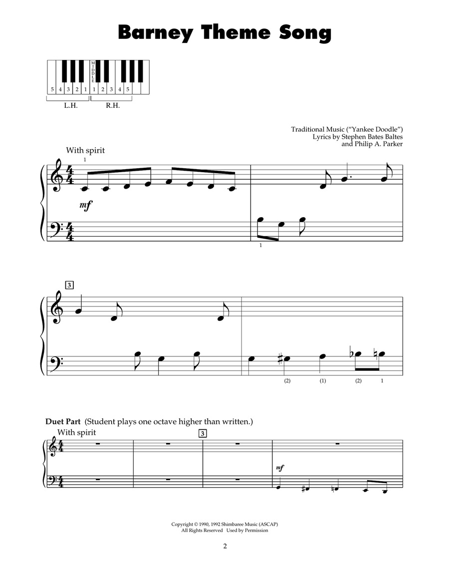 Barney Theme Song - Piano - Digital Sheet Music | Sheet Music Plus