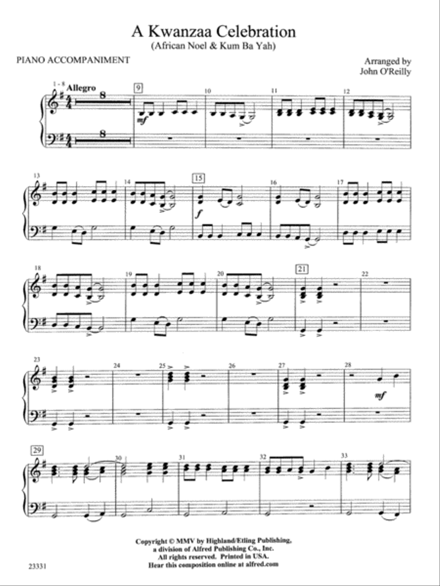 A Kwanzaa Celebration: Piano Accompaniment by John O'Reilly - Orchestra ...