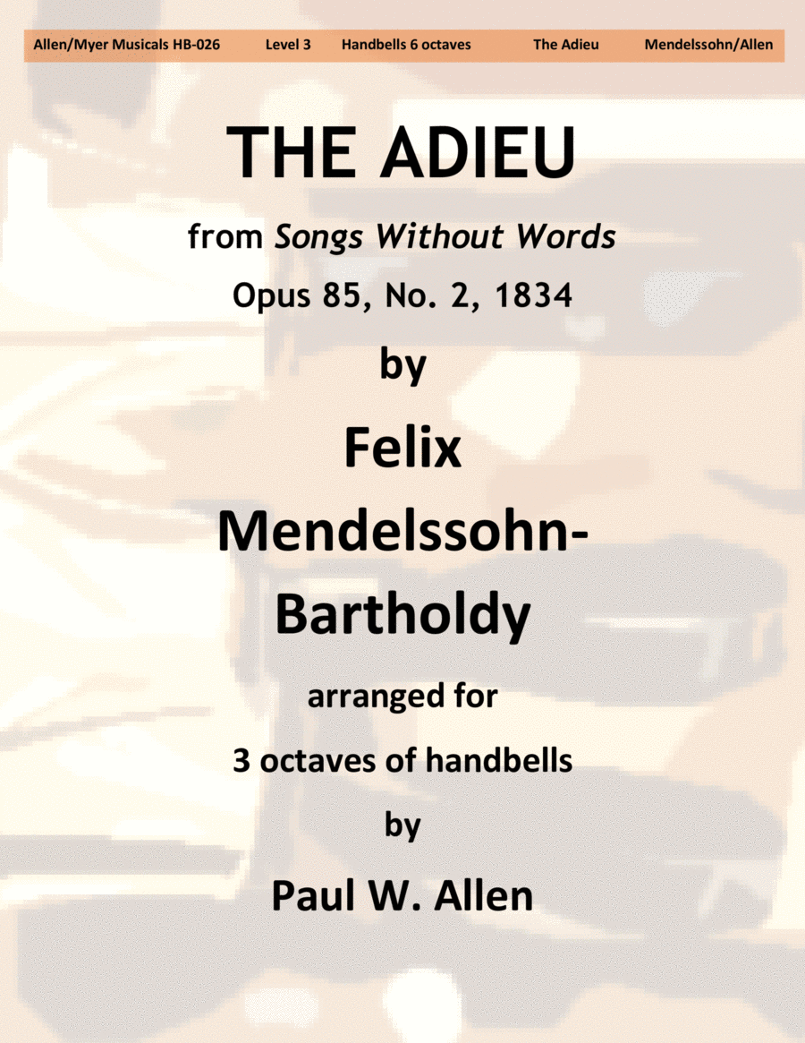 "The Adieu" from Songs Without Words by Felix Bartholdy Mendelssohn ...
