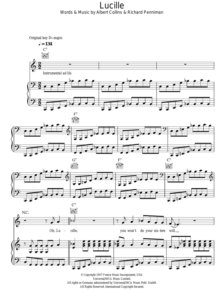 Lucille by Little Richard - Piano, Vocal, Guitar - Digital Sheet Music | Sheet Music Plus