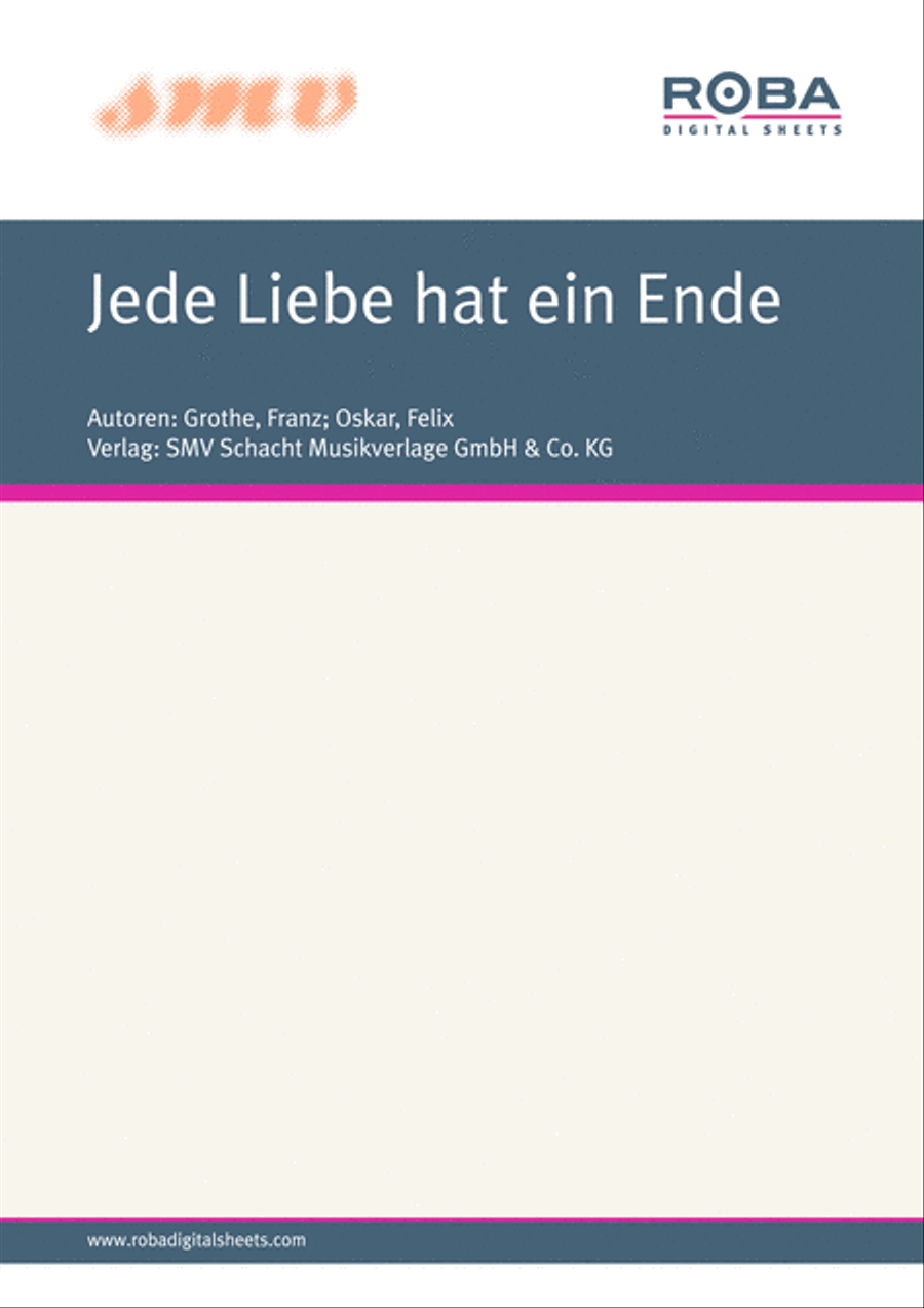 Jede Liebe Hat Ein Ende - Voice - Digital Sheet Music | Sheet Music Plus