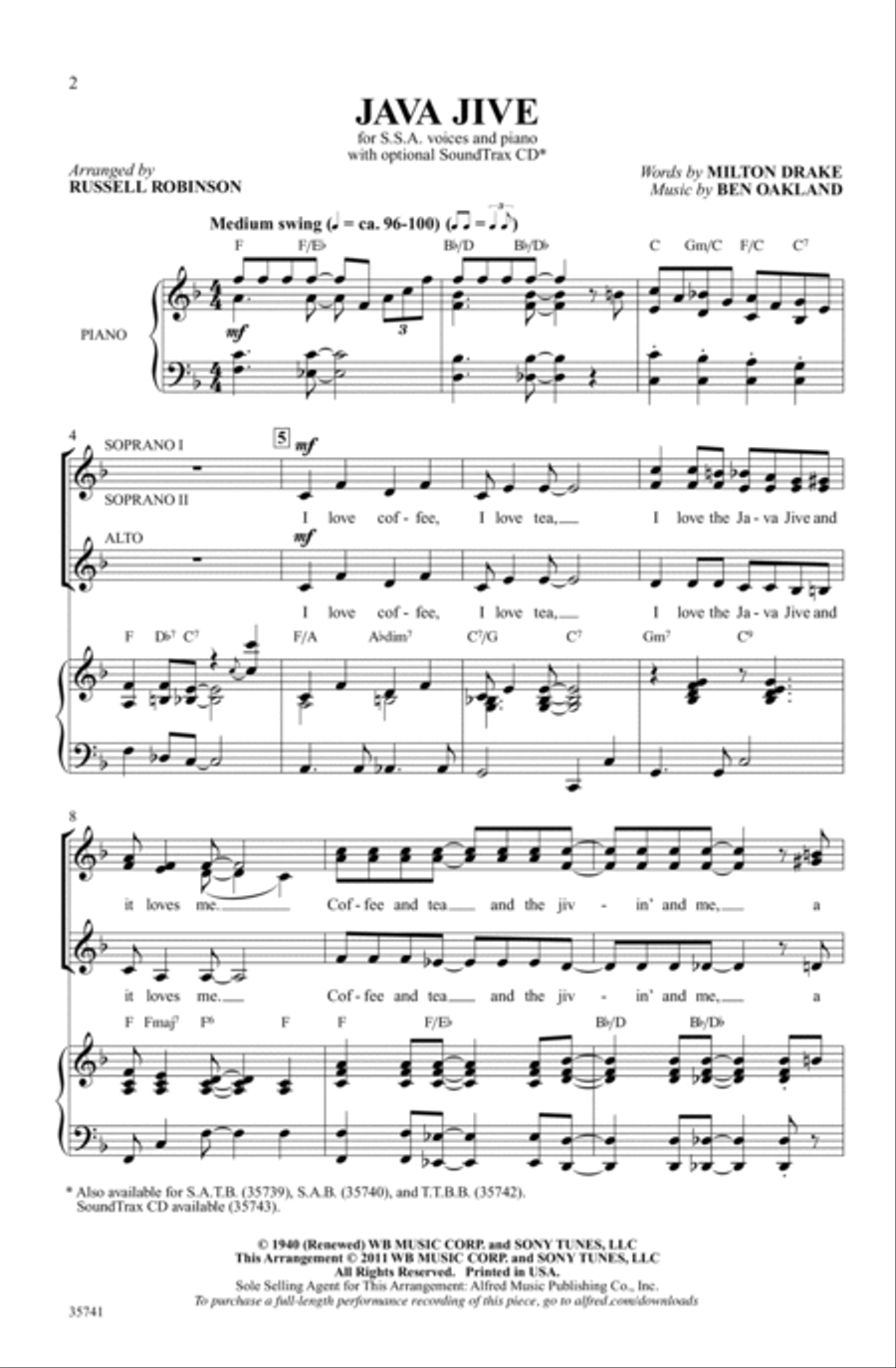 Java Jive by Ben Oakland - Choir - Digital Sheet Music | Sheet Music Plus