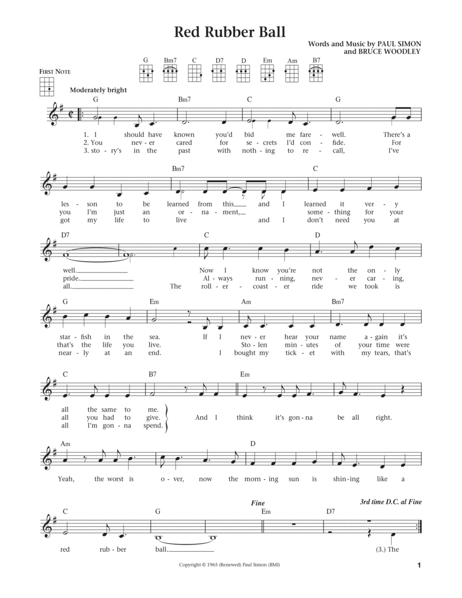 Red Rubber Ball From The Daily Ukulele Arr Liz And Jim Beloff By