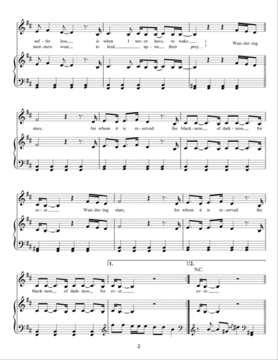 Wandering Star - Piano, Vocal, Guitar - Digital Sheet Music | Sheet ...