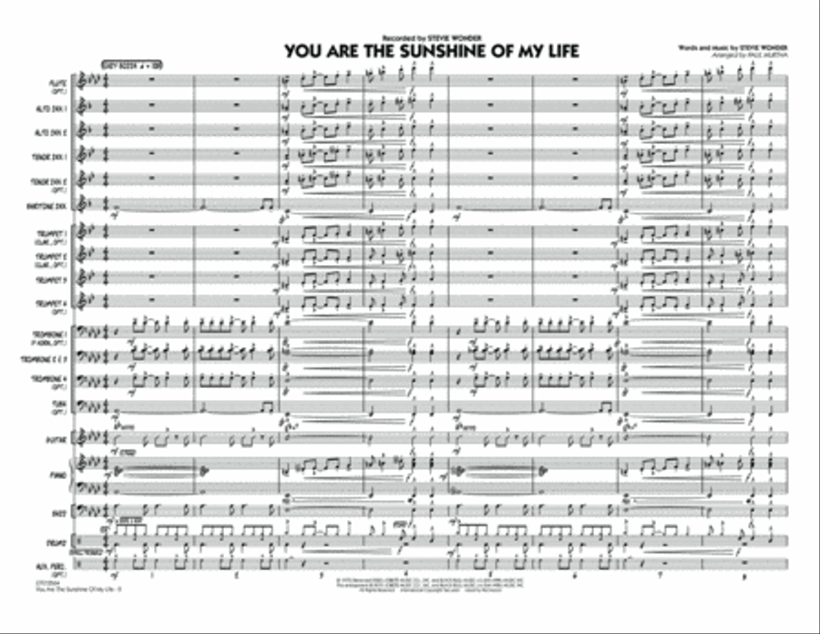 You Are The Sunshine Of My Life Conductor Score Full Score By Paul
