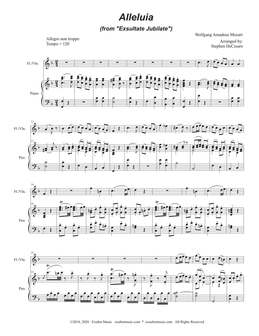 Alleluia (from "Exsultate, Jubilate") (Flute or Violin solo and Piano ...