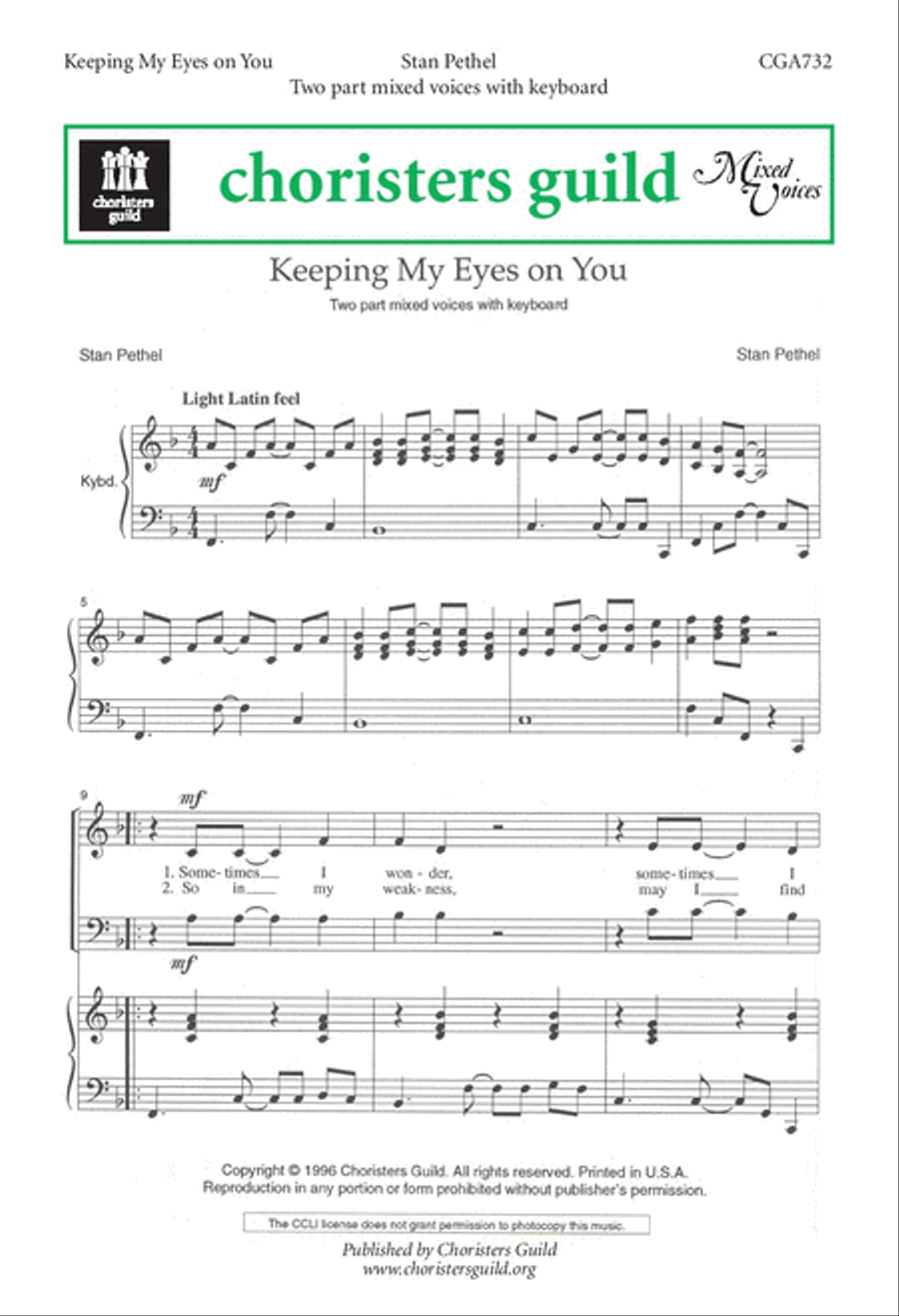 Keeping My Eyes on You by Stan Pethel - 2-Part - Sheet Music | Sheet ...