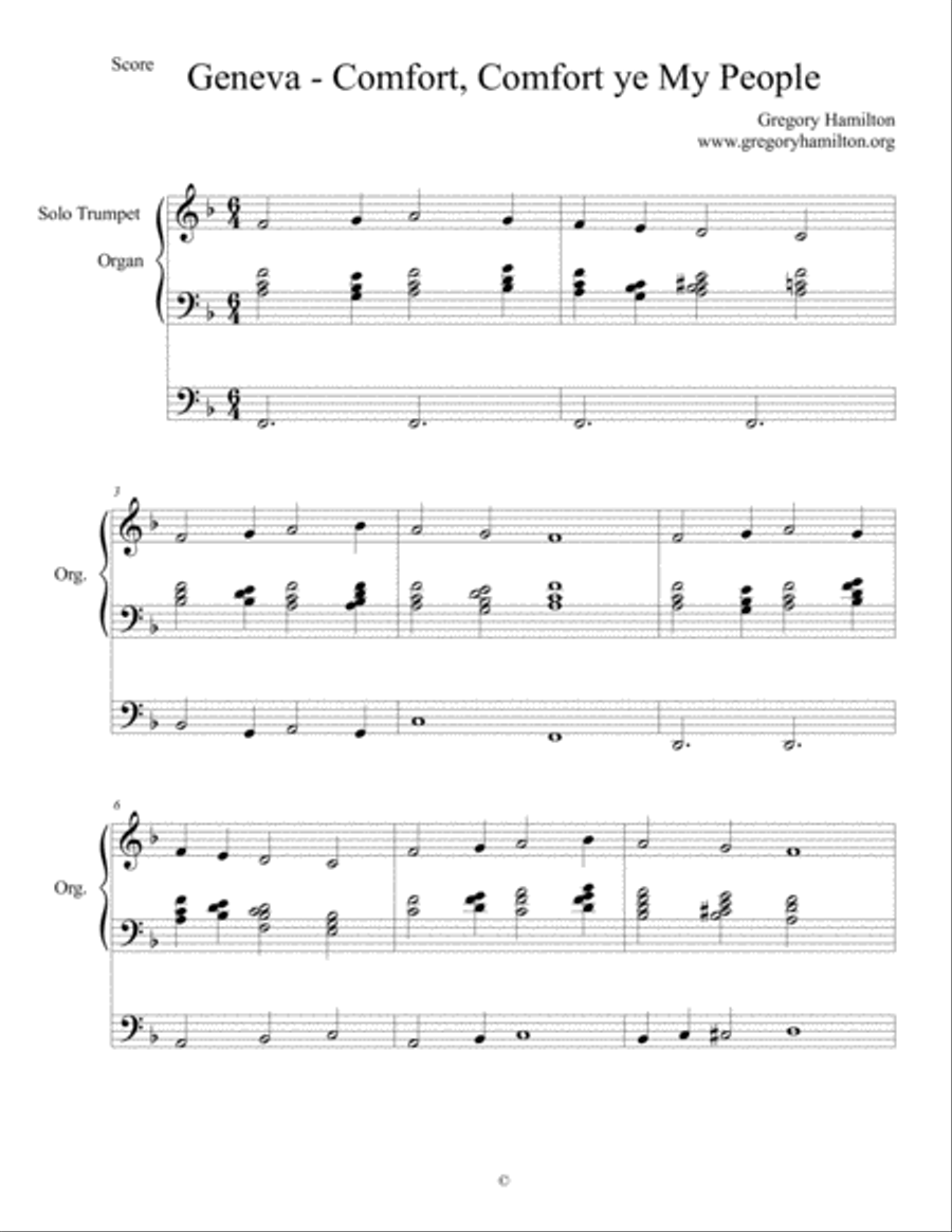 Geneva - Comfort, Comfort, Ye My People by Gregory Hamilton - Organ ...