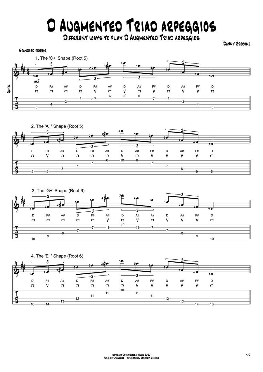 D Augmented Triad Arpeggios (5 Ways to Play) by Traditional - Electric ...