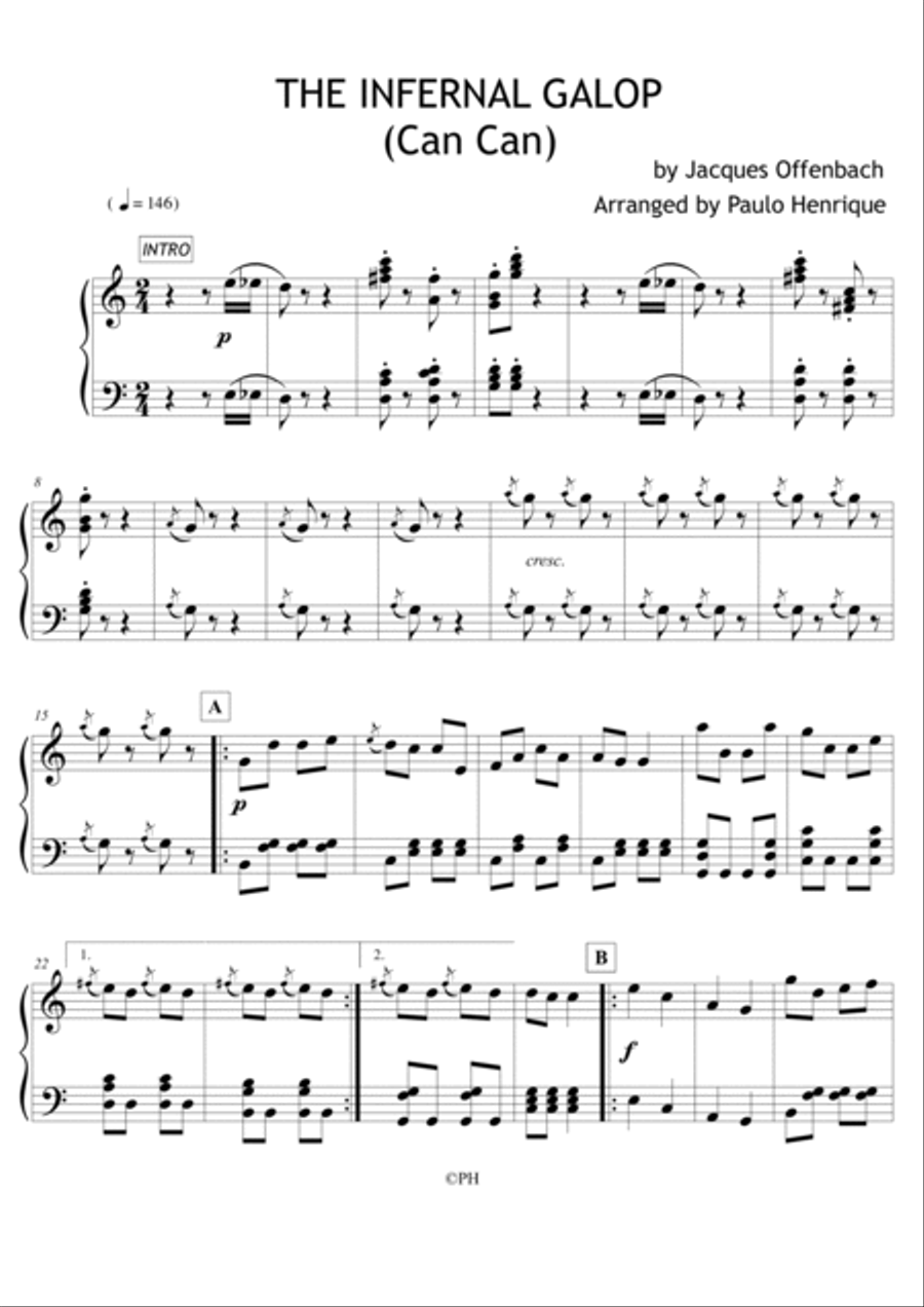 The Infernal Galop Can Can Easy Piano C Major By Jacques
