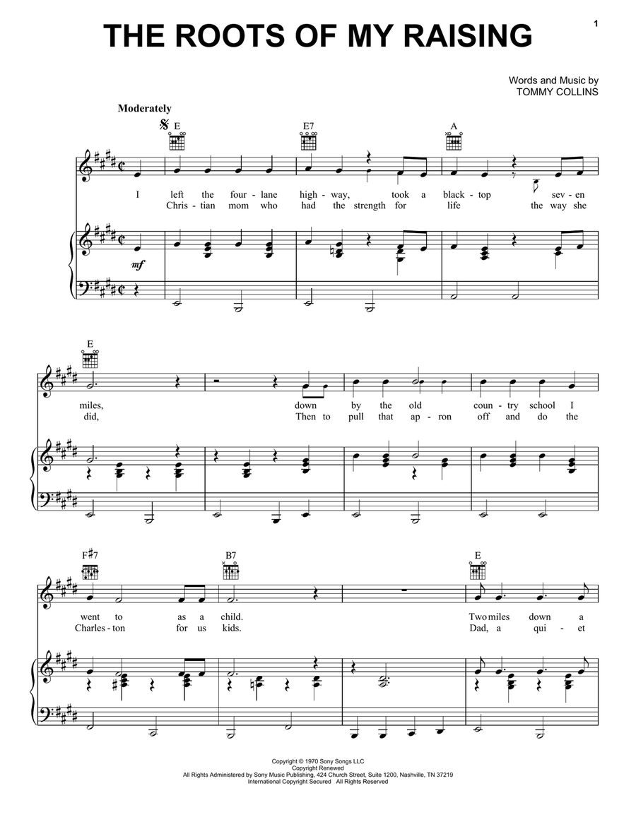 The Roots Of My Raising by Merle Haggard - Piano, Vocal, Guitar ...