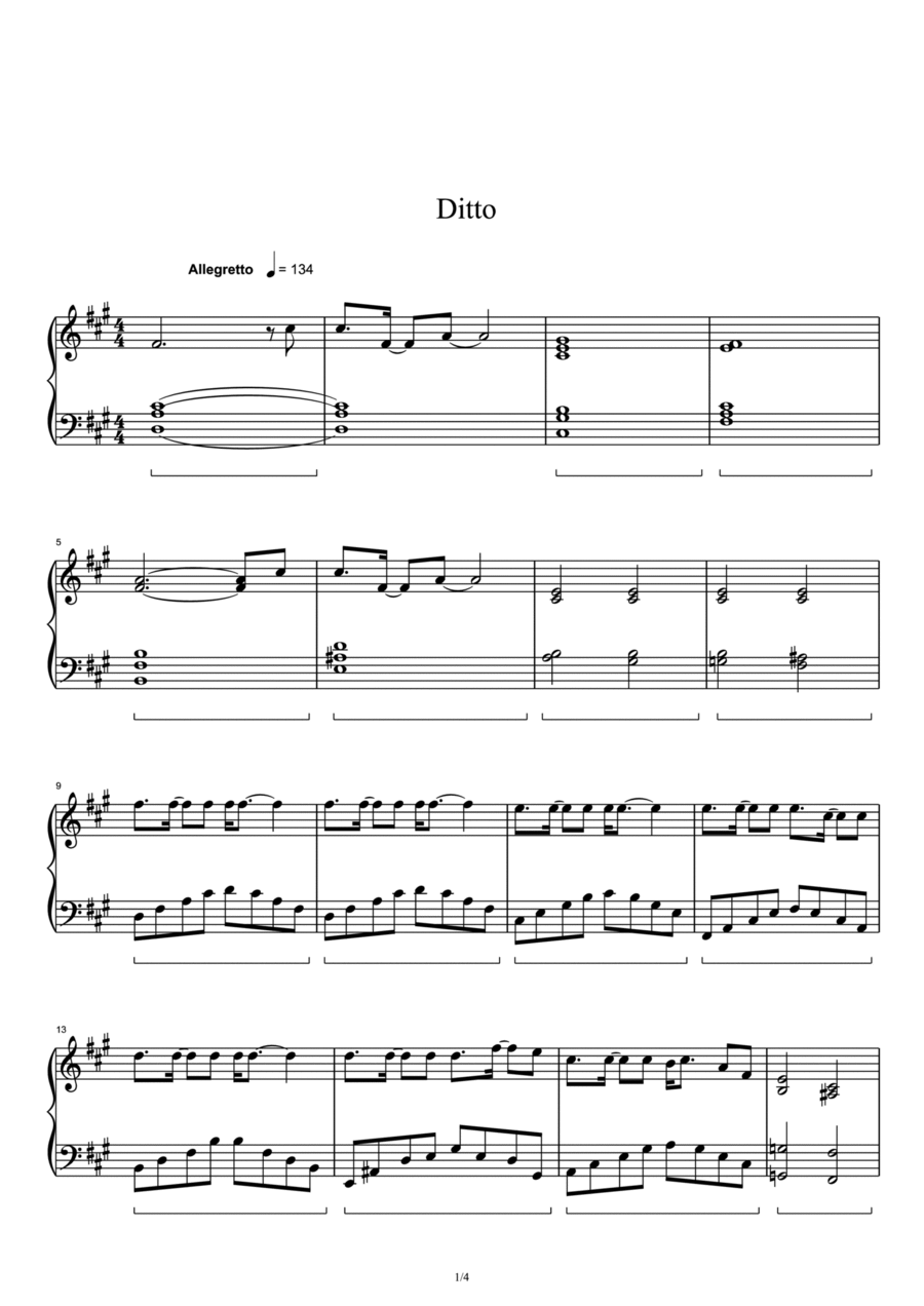 Ditto - Piano Solo - Digital Sheet Music | Sheet Music Plus