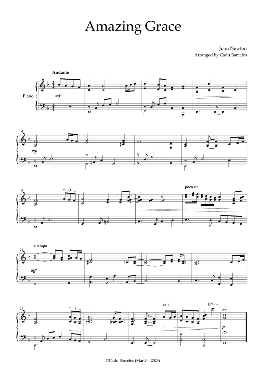 Amazing Grace (piano Intermediate 1) By Traditional - Piano Solo 