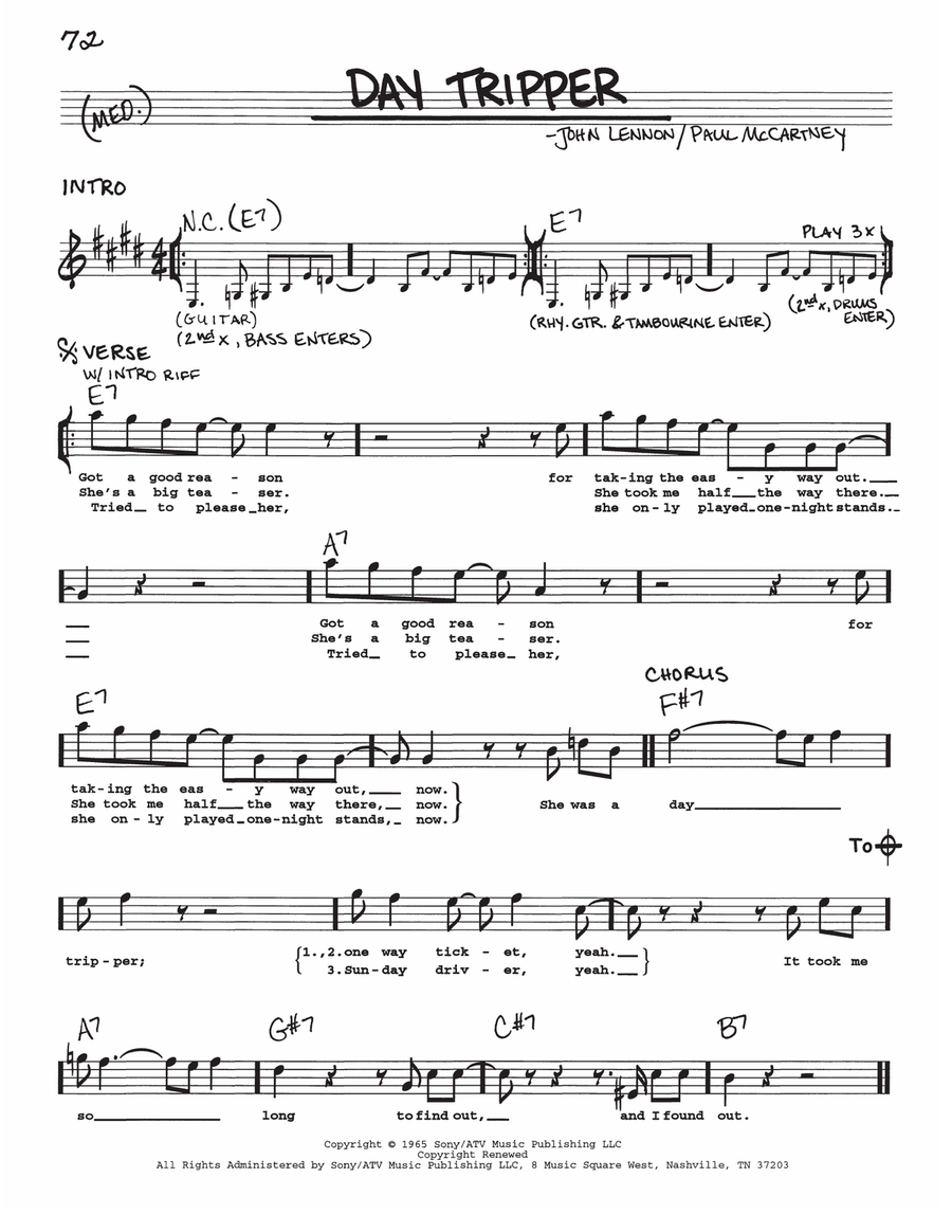 Day Tripper by The Beatles - Voice - Digital Sheet Music | Sheet Music Plus