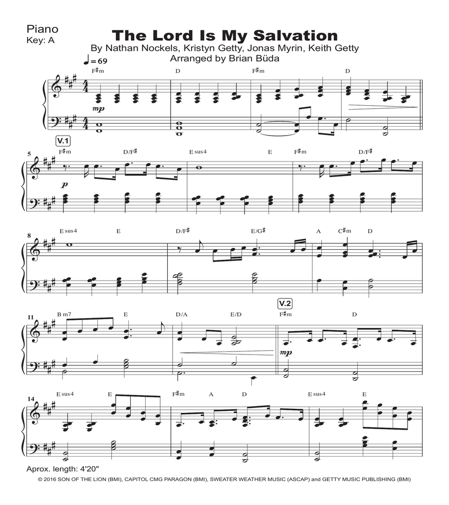 The Lord Is My Salvation By Keith Getty Piano Solo Digital Sheet