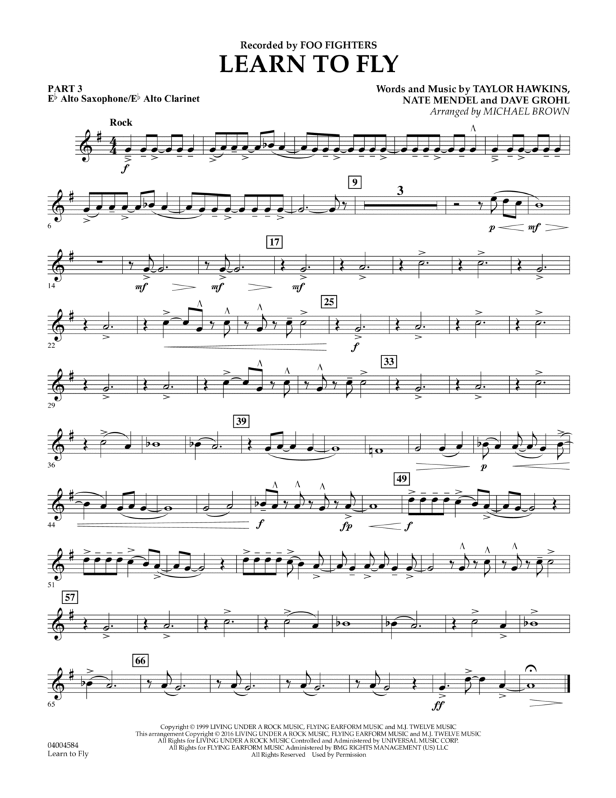 Learn to Fly - Pt.3 - Eb Alto Sax/Alto Clar. by Michael Brown - Concert ...