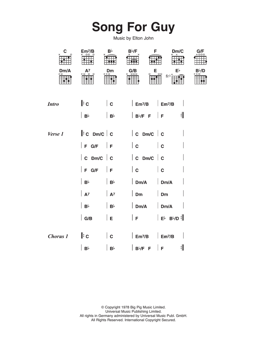 Song For Guy by Elton John - Electric Guitar - Digital Sheet Music ...