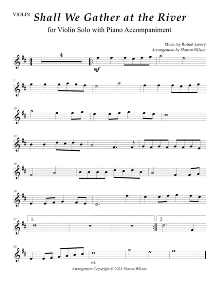 Shall We Gather at the River (Easy Violin Solo with Piano Accompaniment ...