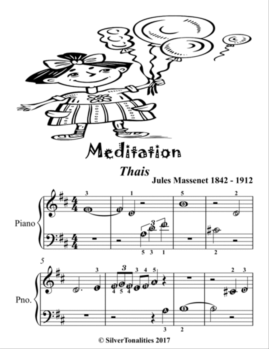 Meditation Thais Beginner Piano Sheet Music by Jules Massenet - Easy ...