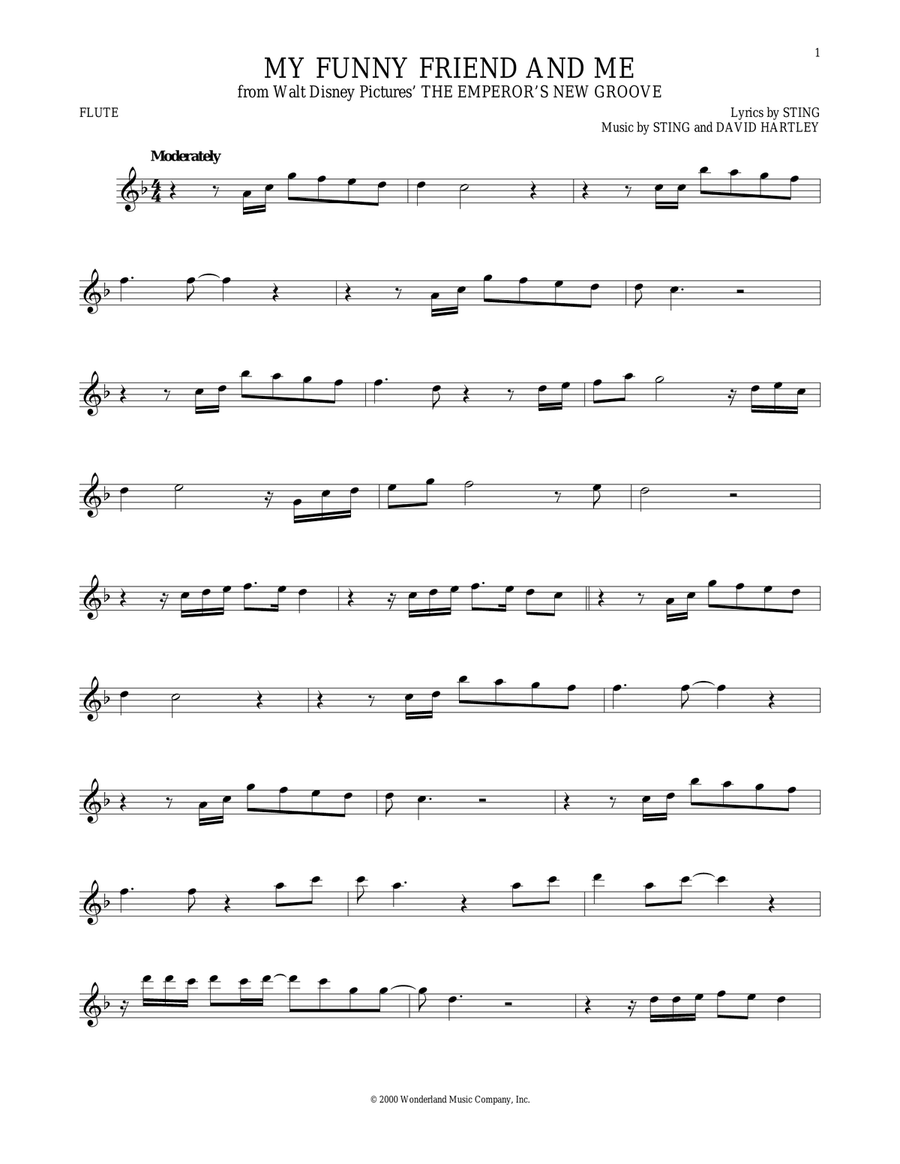 My Funny Friend And Me (from The Emperor's New Groove) by Sting - Flute ...